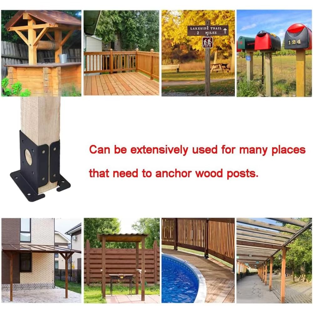 2pcs Base Brackets Sturdy Support Wood Fence Pergola Brackets Easy ...