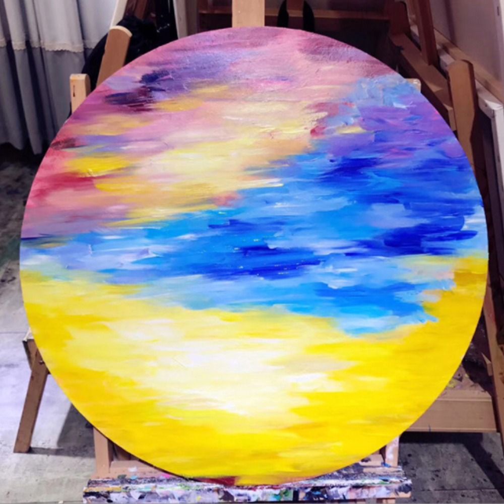 Round Cotton Painter for Artist Thicken Wooden Circle Canvas Picture ...