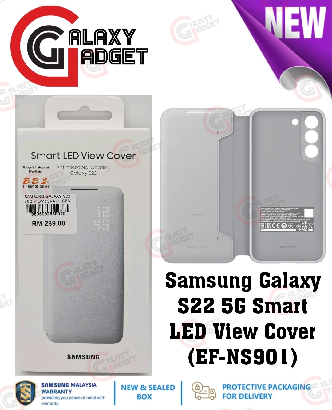 Original Samsung Galaxy S22 5G Smart LED View Cover (EF-NS901) | Lazada
