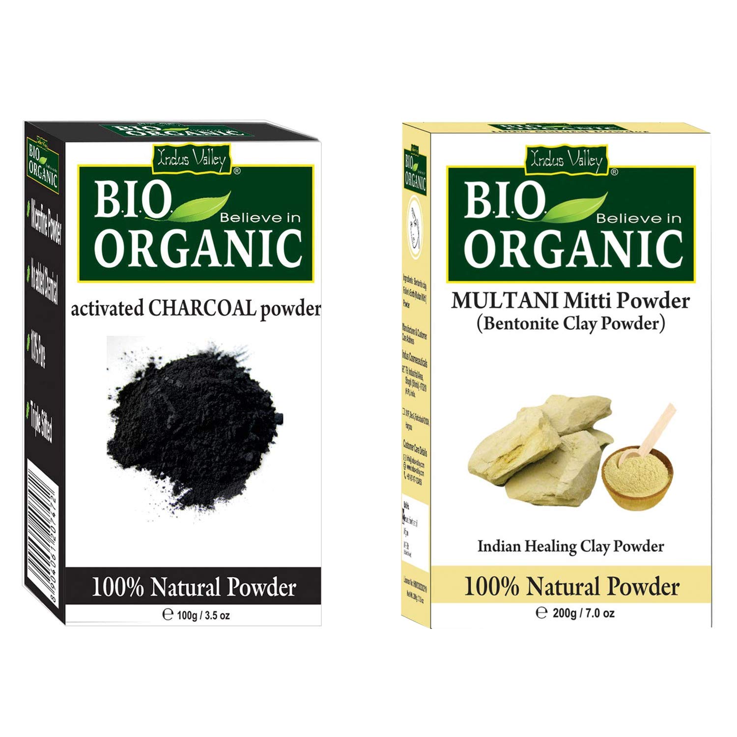 Indus Valley Bio Organic Combo Pack Of Activated Charcoal Powder (100g ...
