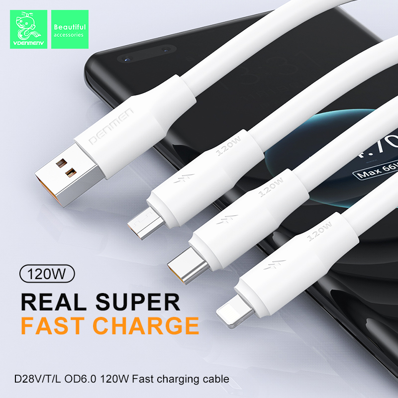 Denmen D28 120W Charging Data 1 Meter Thick Cable Output For Android ...