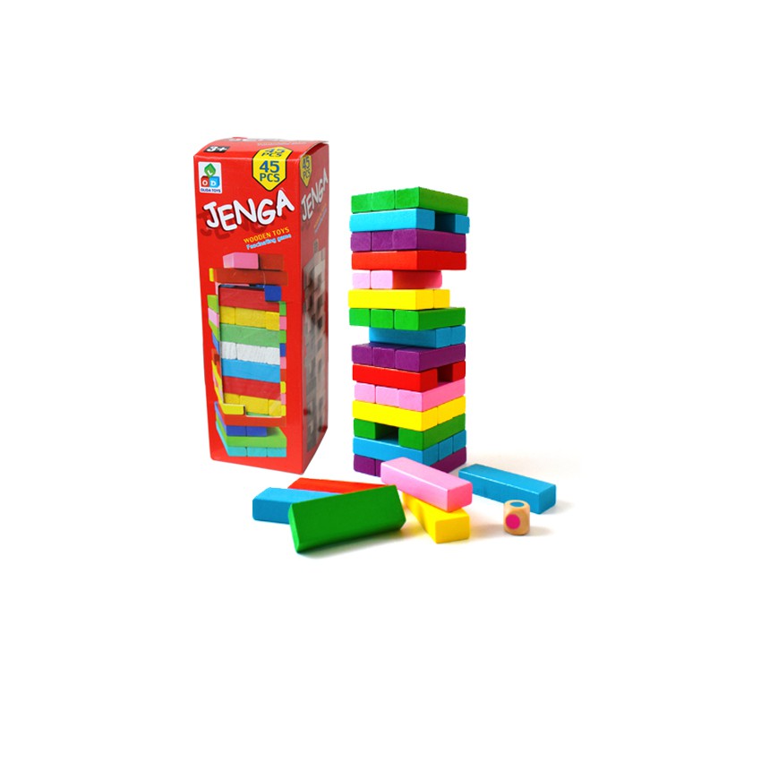 Mini Jenga Fun: 54-Piece Colorful Wooden Activity Game for Kids ...