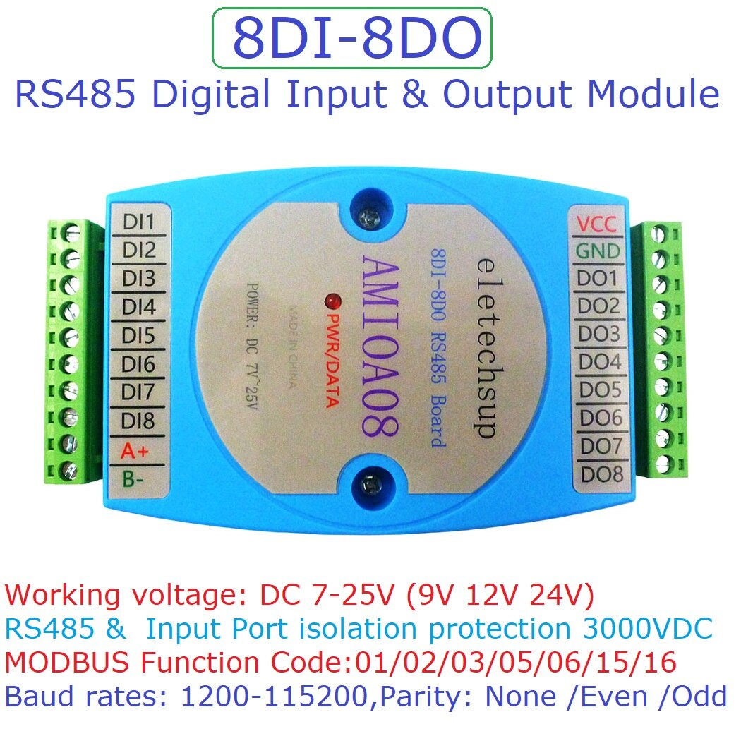 8DI-8DO 16DI 16DO RS485 Isolated Communication MODBUS RTU PLC Expansion ...