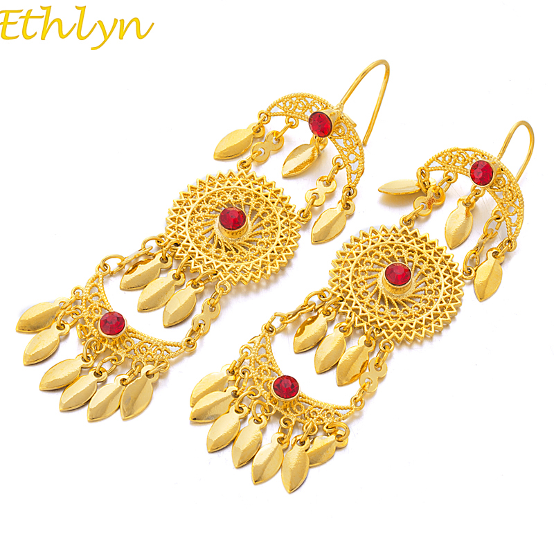 【Qian poem li Store】Ethlyn New Ethiopian Gold Color Drop Earrings ...