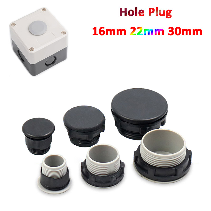 5pcs 16mm 22mm 30mm Hole Plug Distribution Cabinet Button Panel Plug Grey Black Dustproof ...