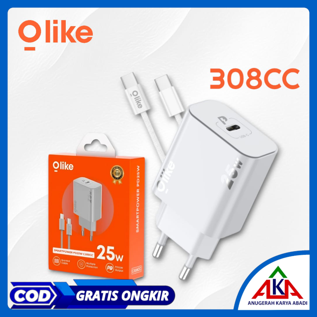 Power Adapter OLIKE C308 Kepala Charger USB Fast Charging PD 20W 25W ...