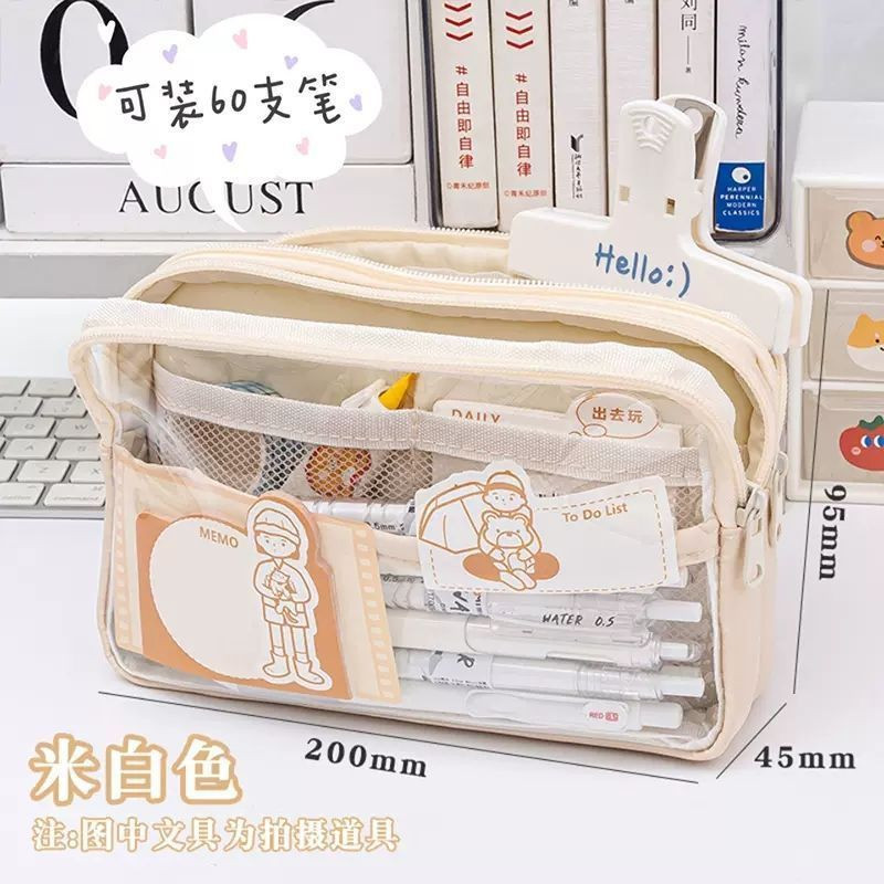 3 Layer TACO TACO Cute Transparent Large-Capacity Storage Pencil Kotak ...