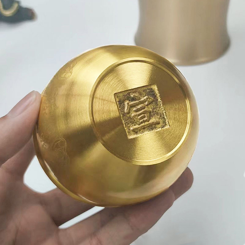 Brass Baifu Cup Rice Jar, Fortune Gathering Jar Living Room Study ...