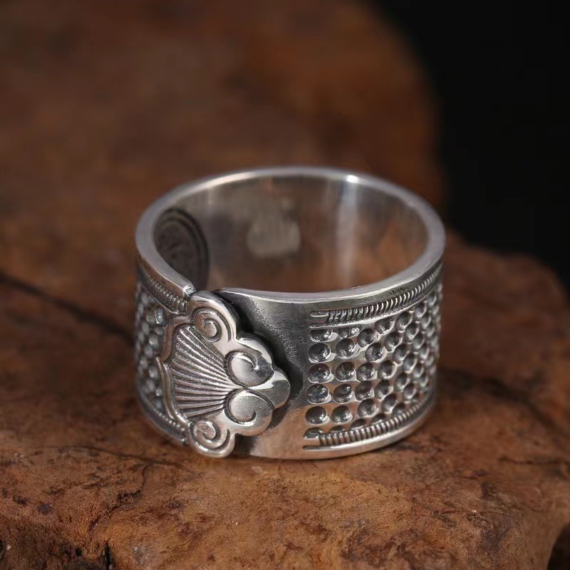 Vintage Lucky Cloud Ring Men's Trendy Anti-Thai Silver Open Ring Men's ...