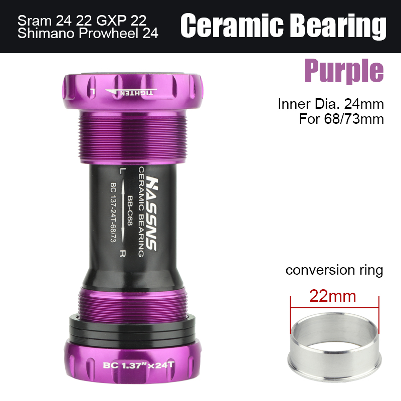 HASSNS MTB Bike 24 22 MM BB SET Sealed / Ceramic Bearing Bottom Bracket ...
