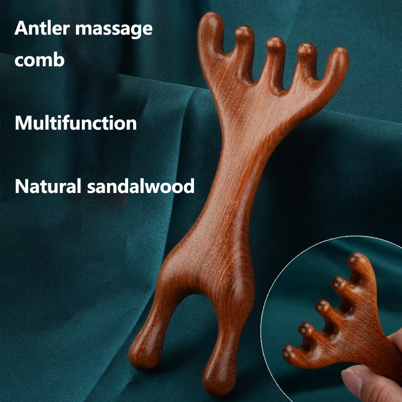 Antler Massage Comb Five Claw Head Treatment Scraping Meridians Comb ...