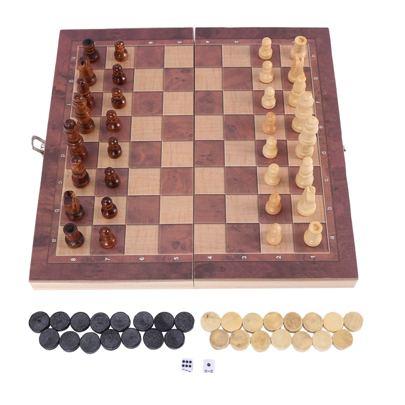 Wooden International Chess Set 3-In-1 Road International Chess Folding ...