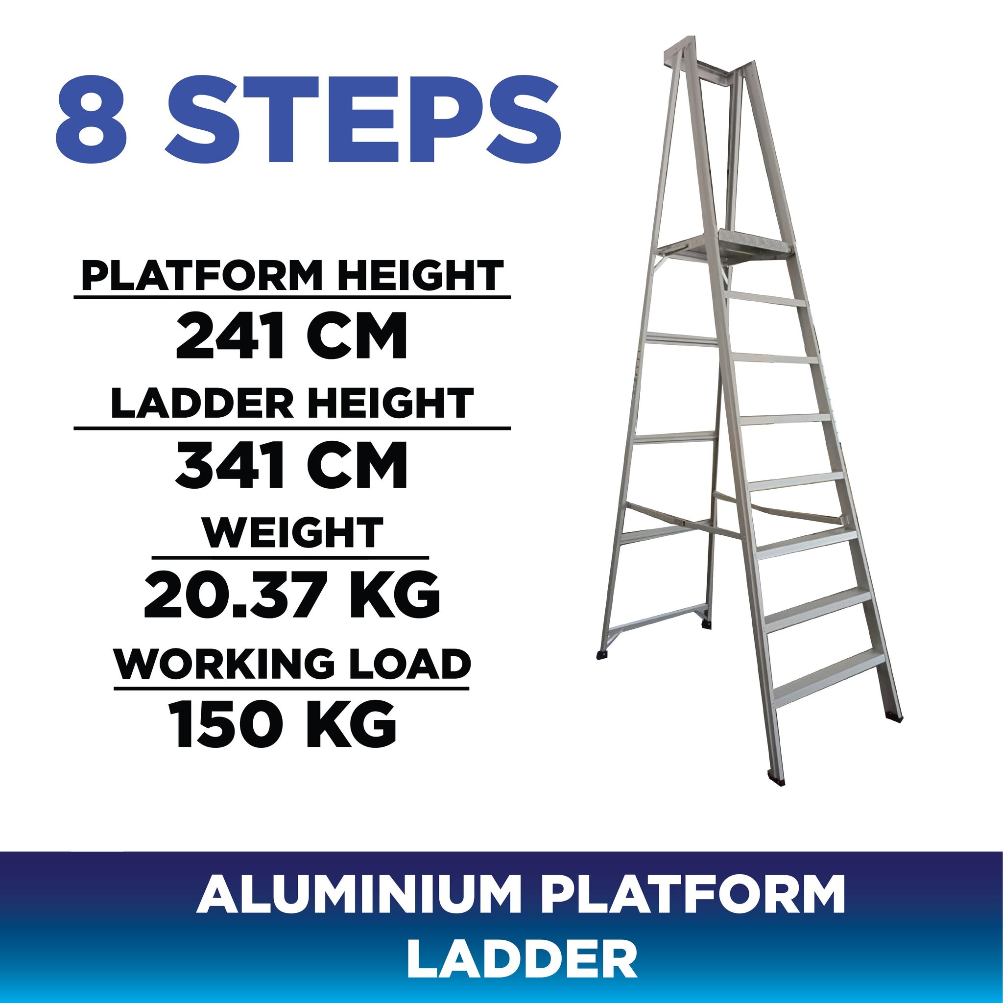 Aluminium Heavy Duty 8 Steps Platform Ladder AL-PL8 ALUCLASS | Lazada