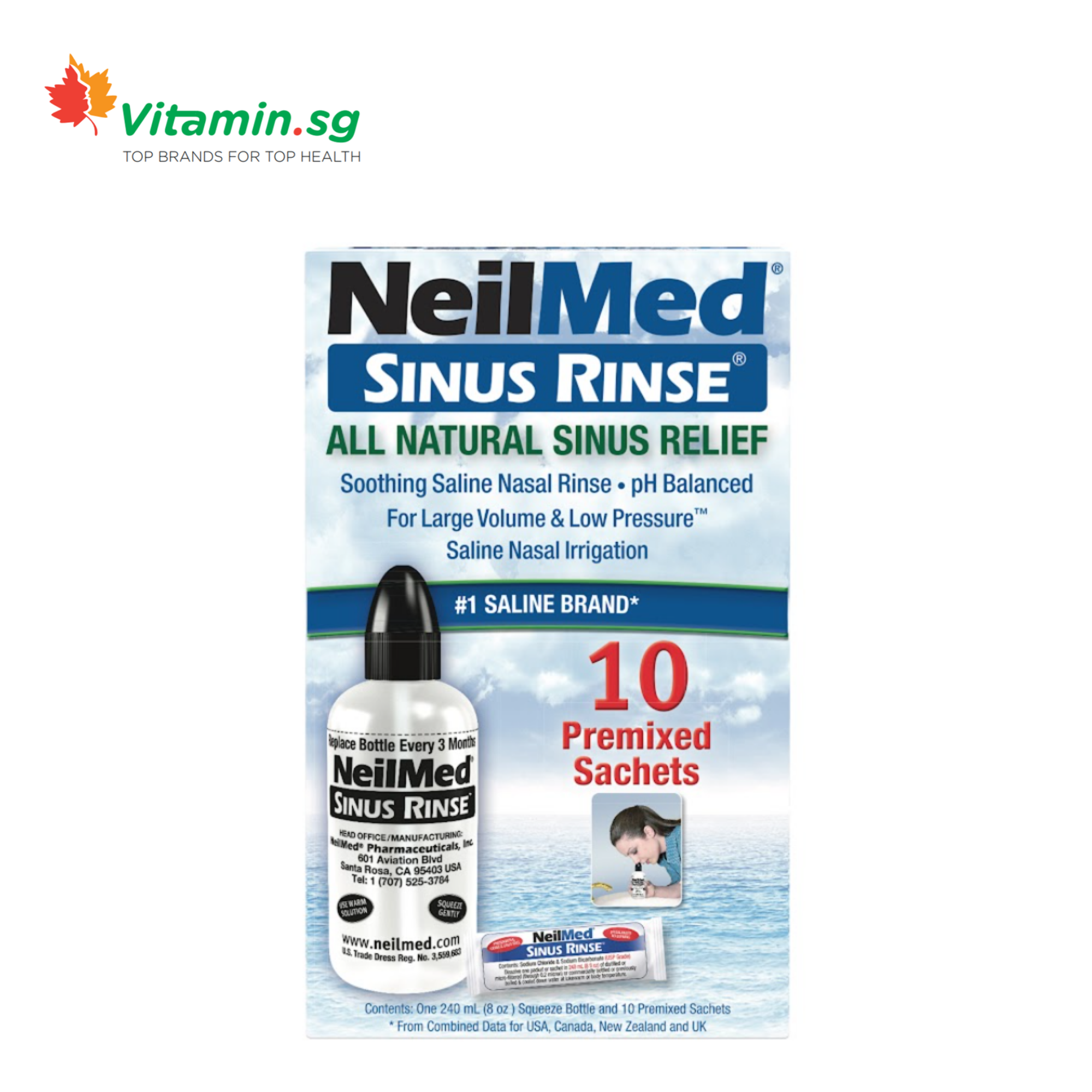 NeilMed Sinus Rinse Adult Starter Kit (10 Sachets) | Saline Nasal Rinse ...