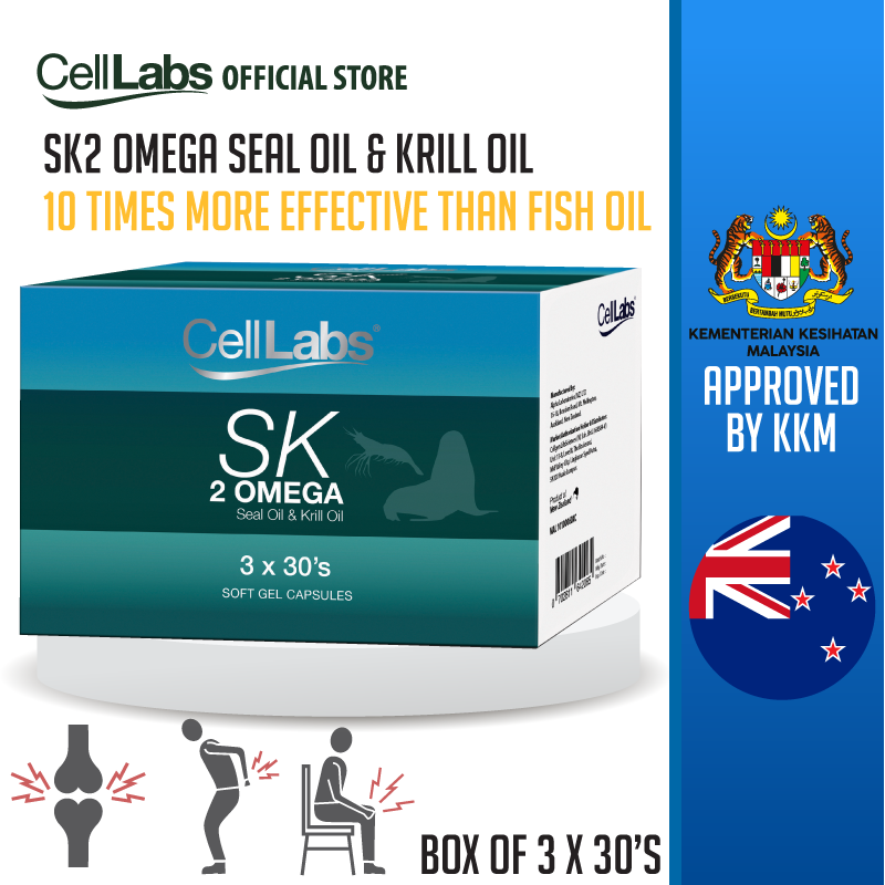 CellLabs SK2 Omega-3 Oil (3 x 30's) -10 times More effective than Fish ...