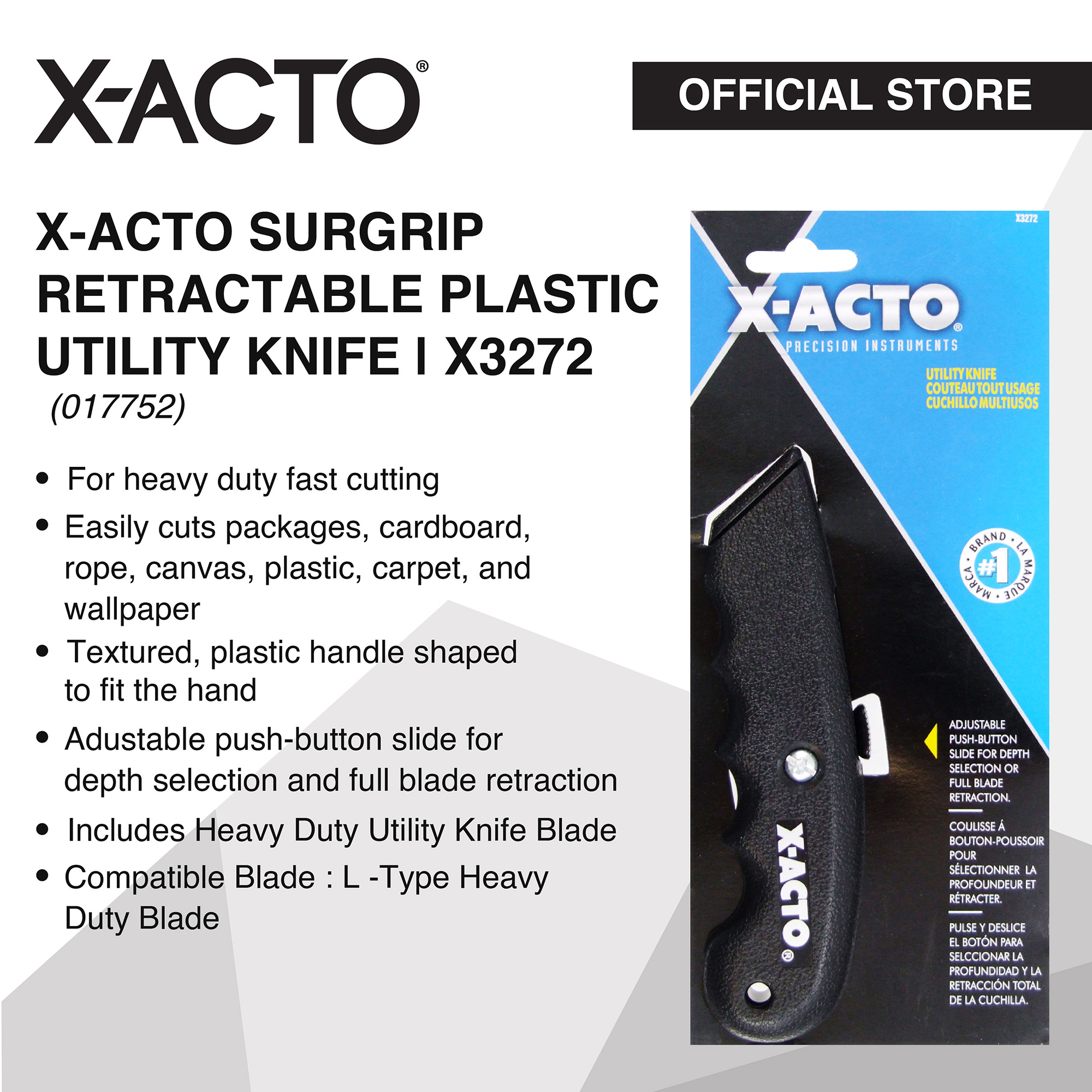 X-ACTO Surgrip Retractable Plastic Utility Knife | X3272 | Lazada PH