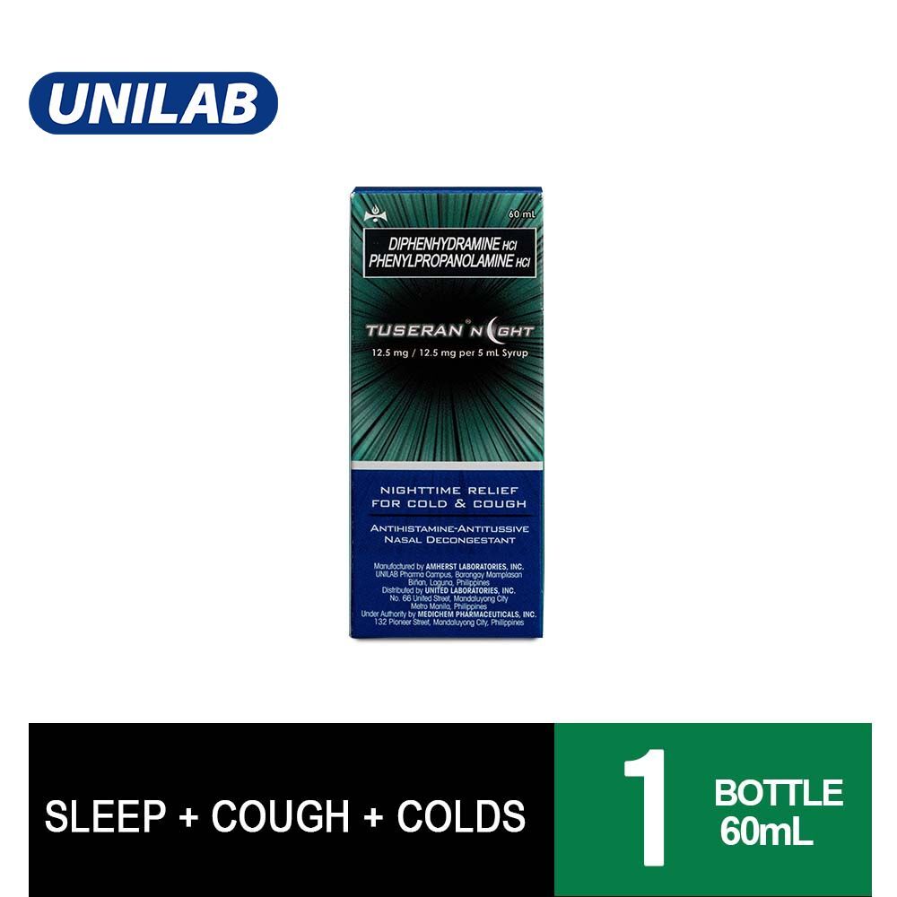 Tuseran Night 60 mL Syrup (FOR RESTFUL SLEEP AND RELIEF OF COUGH, COLDS ...