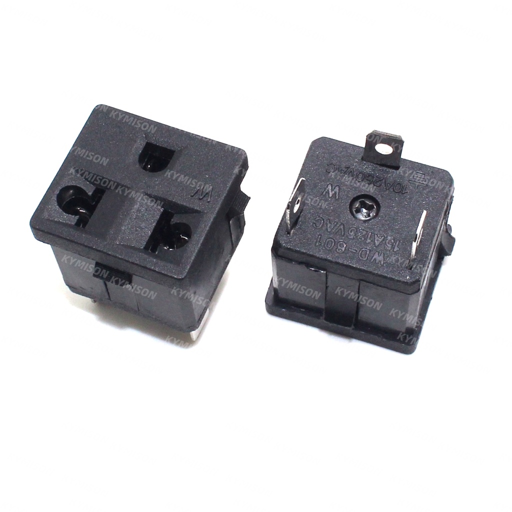 2 Pcs AC 125V 15A Plug 3 Terminal Outlet Power Socket with screw holes ...