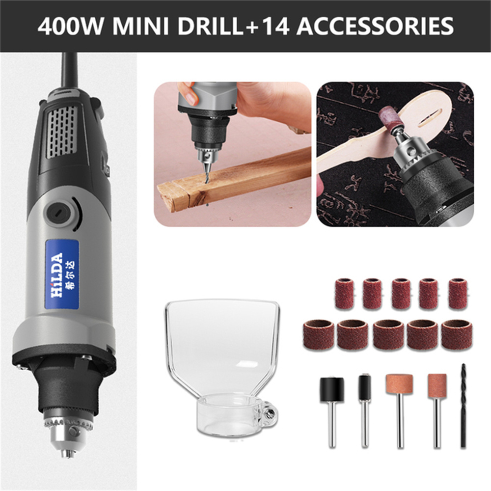 HILDA 14/139/176PCS 28000RPM 400W Mini Electric Die Grinder Drill Set ...