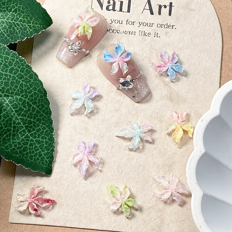 20pcs Mixed Nail Art Resin Little Colorful Flower Nail Charm Design ...