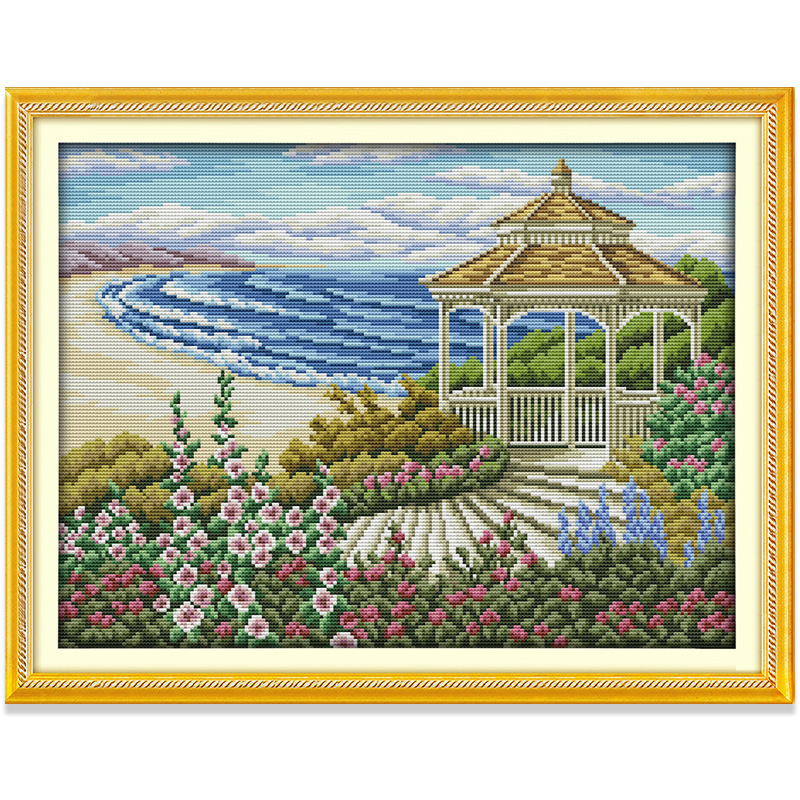 Cross Stitch Set Seaside Beach Landscape Seafront Cross Stitch Kit 14CT ...