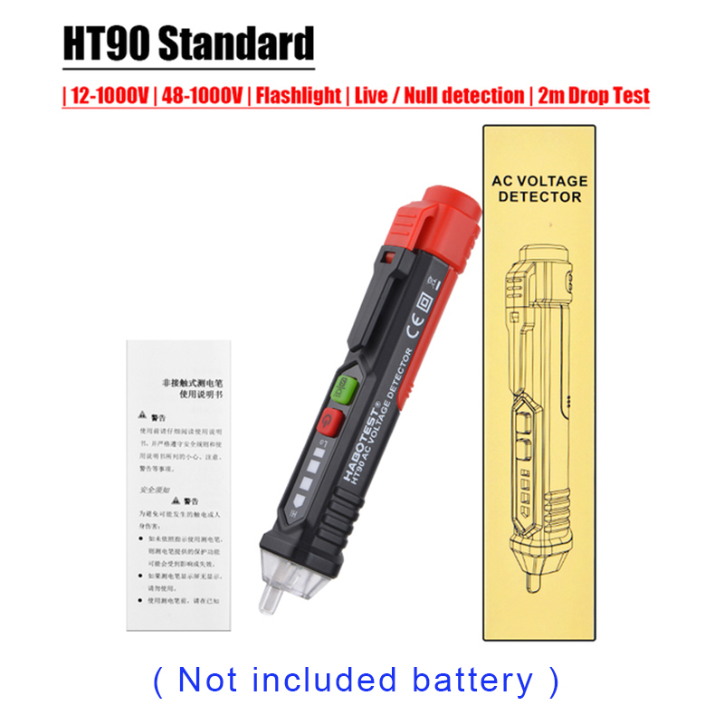 HABOTEST HT90 Non-Contact AC Voltage Detector Tester Pen Smart 12-1000V ...