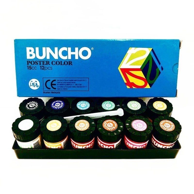 Buncho Poster Colour 15cc 12 / 18 Colours Buncho牌水彩广告颜料 Warna Poster ...