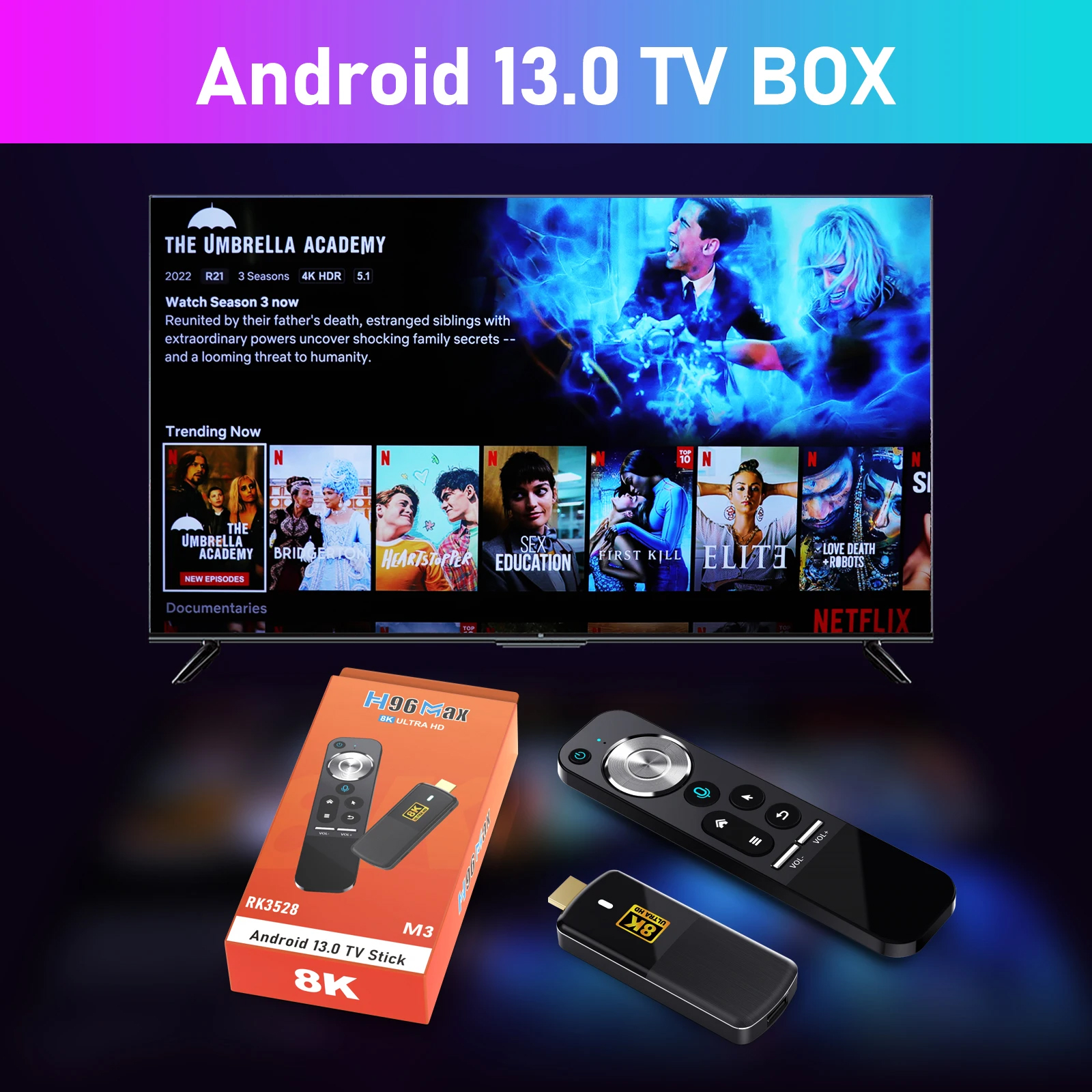 Salange H96MAX M3 Mini TV Stick Android 13.0 Smart TV Box WiFi6 4K2K H ...