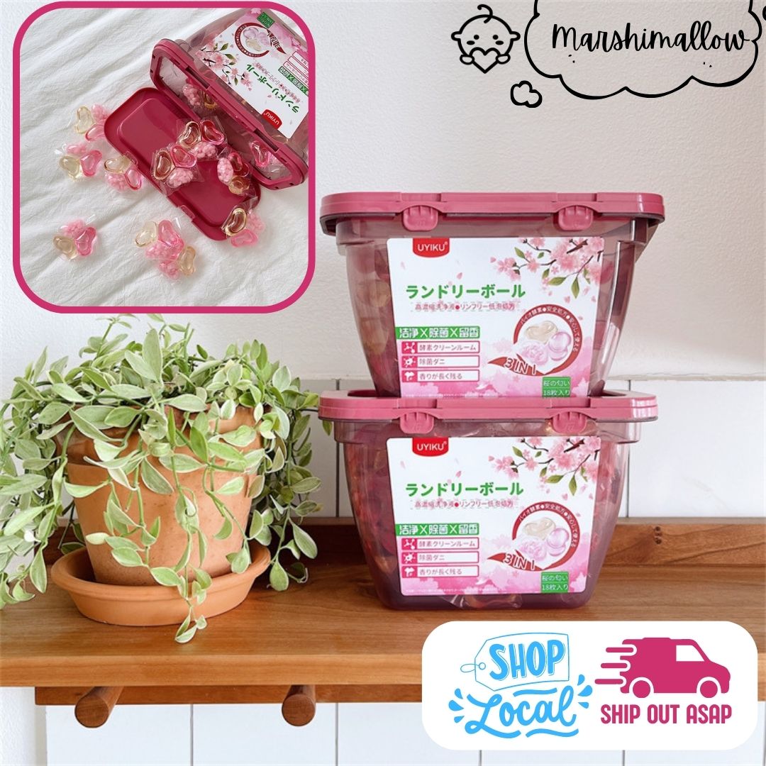 🇸🇬 UYIKU 3 in 1 Power Laundry Capsules Sakura Blossom Detergent Beads ...