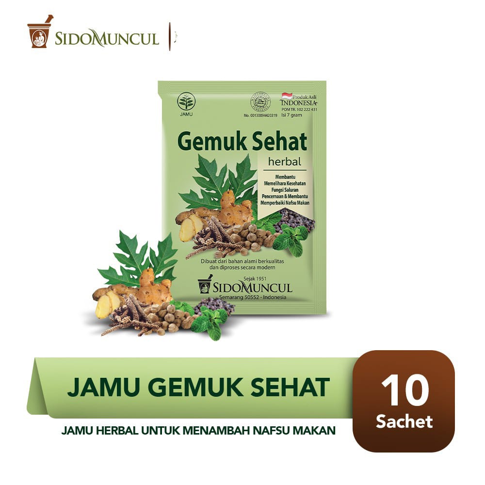 Jamu Gemuk Sehat Sidomuncul Original 10's, Gemuk Sehat Herbal, Herbal ...