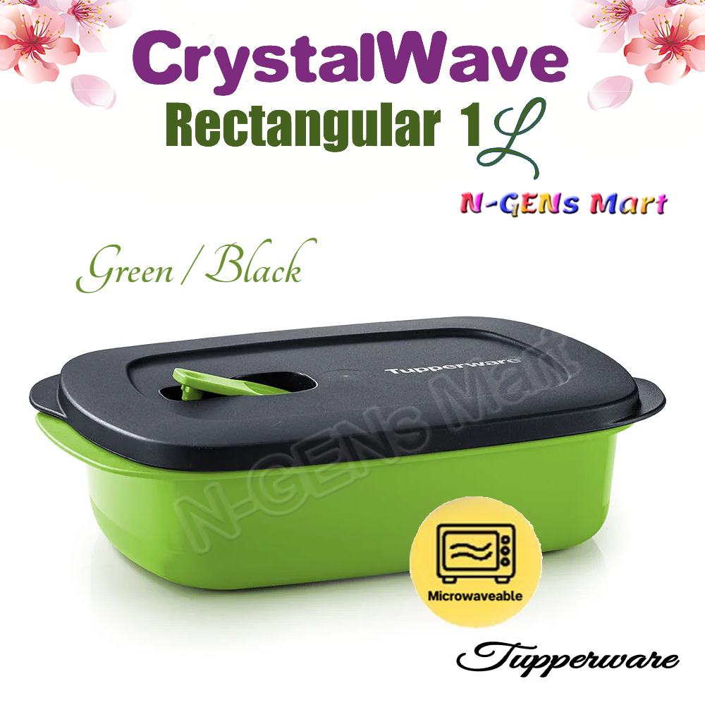 Tupperware Microwavable CrystalWave Rectangular Lunch Box 1L (Grey ...