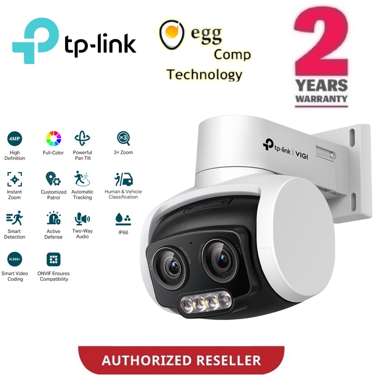 TP-Link C540V 4MP Outdoor Full-Color CCTV VIGI Dual-Lens 3x Zoom Pan ...