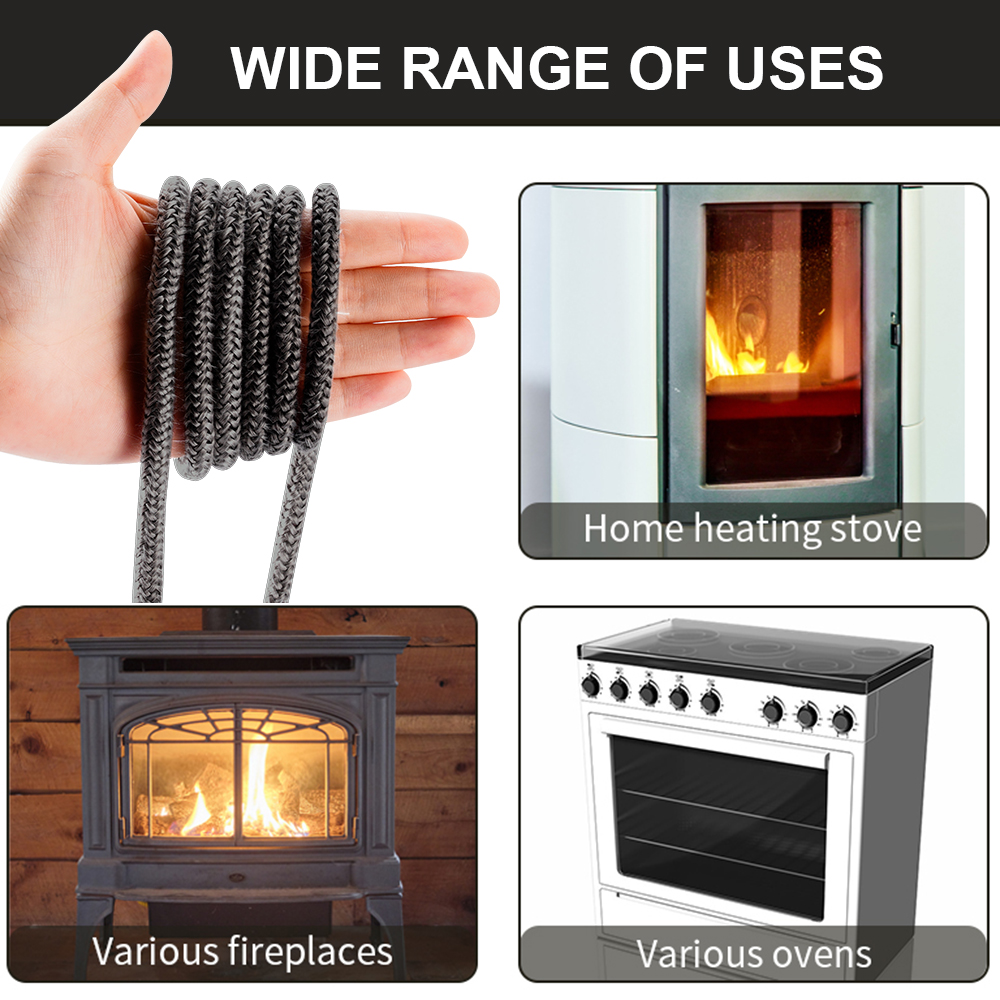 6/8/10/12mm 2m Fireplace Sealing Rope Gasket Cord Wood Burning Stove ...