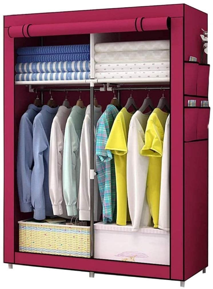 Metal Simple Storage Bedroom Wardrobe Closet Zipper Foldable Portable ...