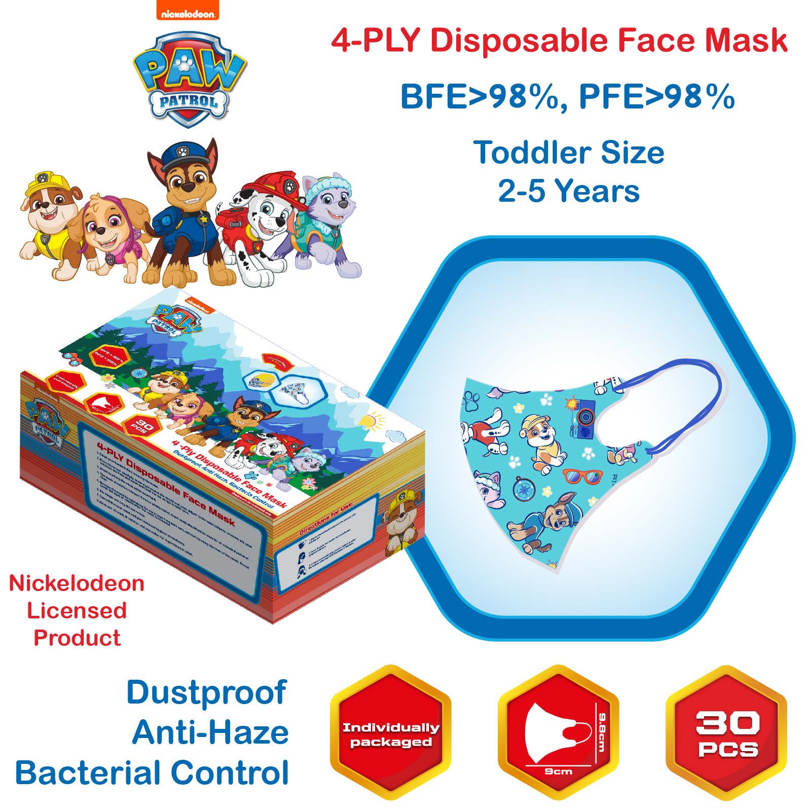 Paw Patrol 3D Disposable Face Mask / 4-Ply / Toddler 2-5years ...