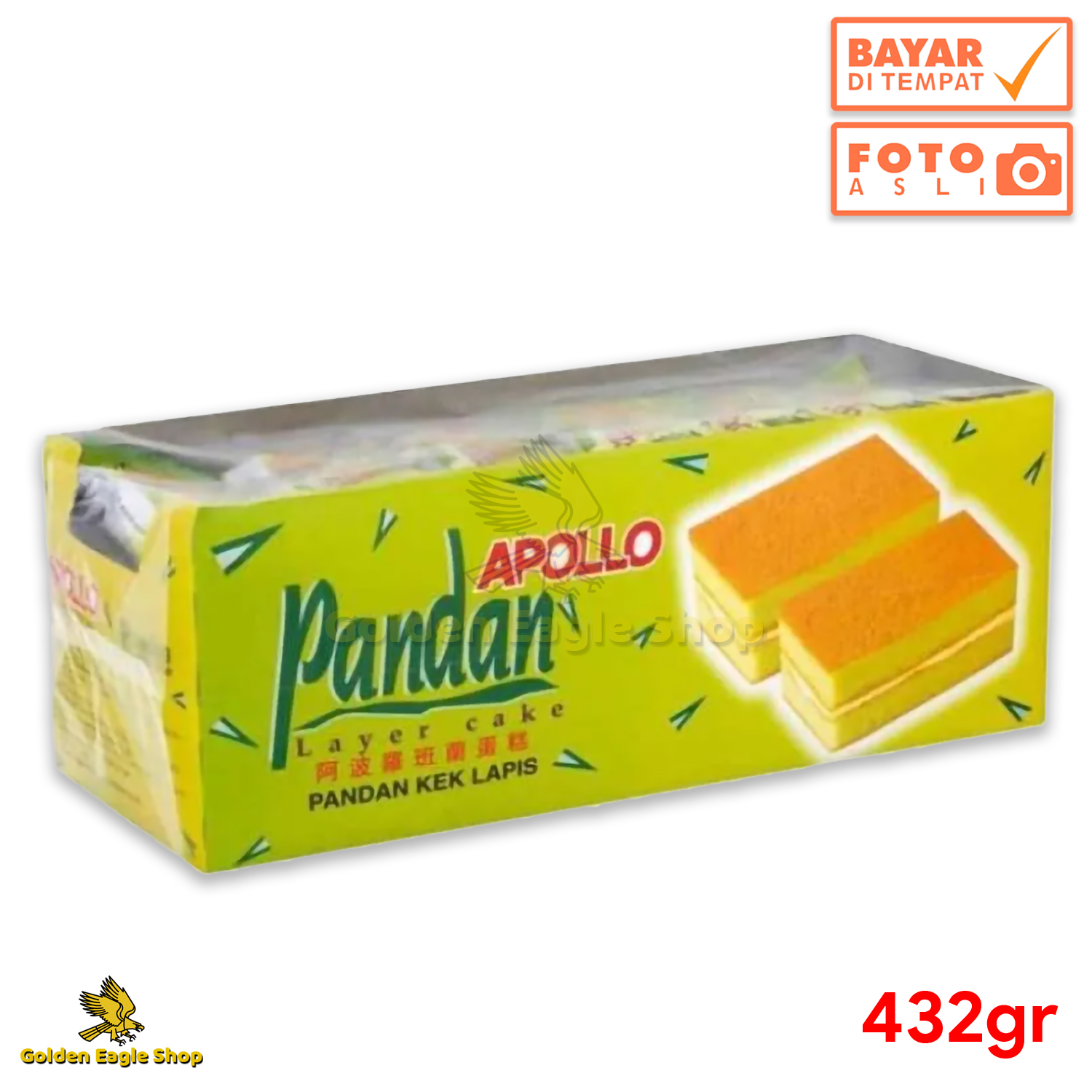 Apollo Layer Cake Bolu Pandan isi 24 Bungkus (432g) - Bolu Lapis Buat ...