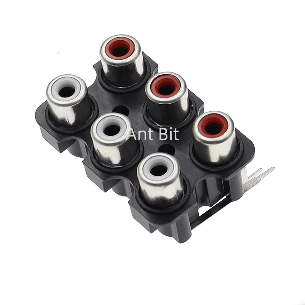 5PCS 2/4/6 hole female RCA lotus socket, red and white hole stereo ...