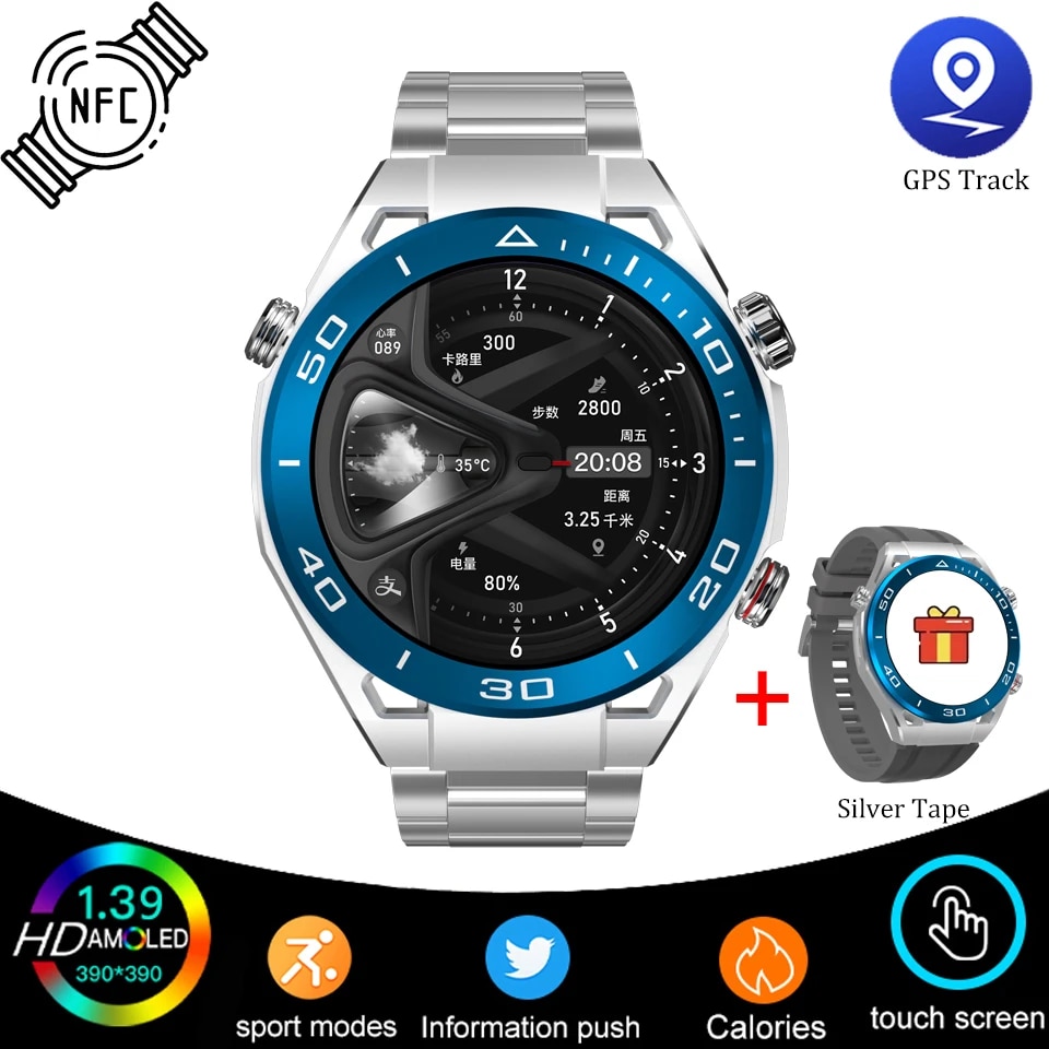 NEW GPS Tracker NFC GT5 Pro Ultimate Watches ECG+PPG BT Call Smartwatch ...
