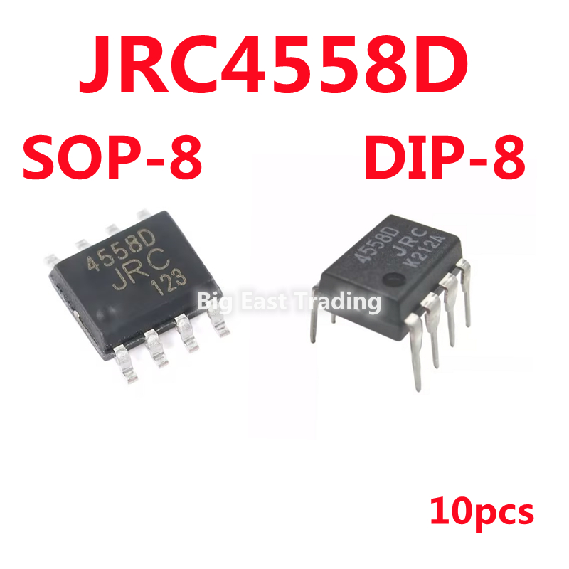 New Original 10Pcs JRC4558D DIP-8 JRC4558 SOP-8 NJM4558D 4558D DIP8 Dual Op Amp Amplifier IC ...