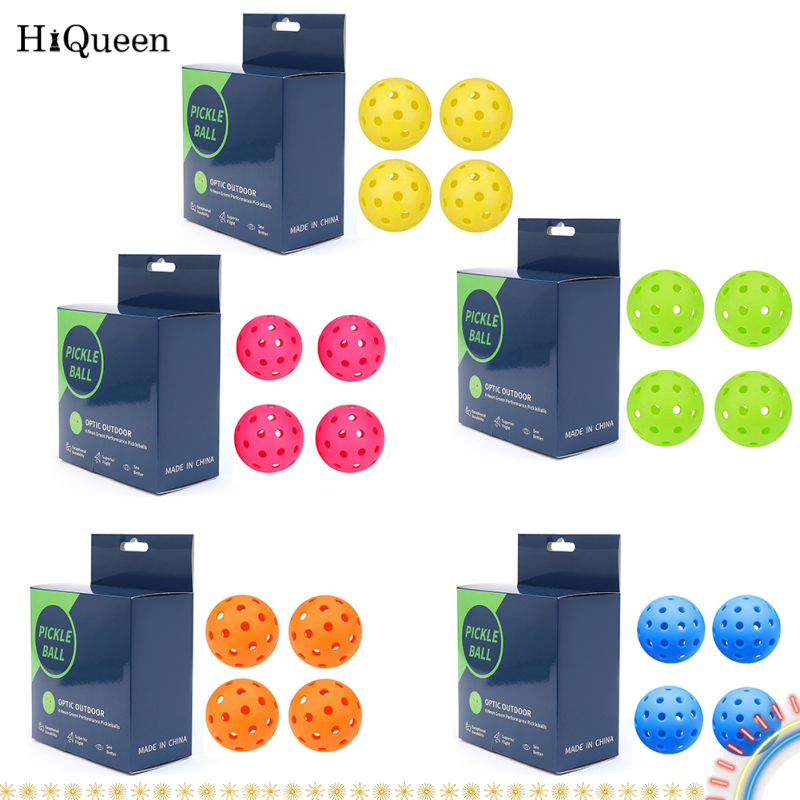HiQueen 4 Pack Outdoor Pickleball Balls 74mm 40 Hole Pickleballs Balls ...