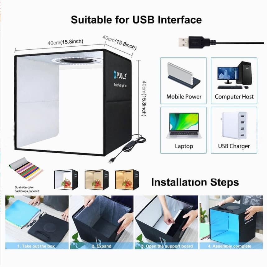 Upgraded) PULUX Brand Professional Photoshoot Portable LED Photo Studio ...