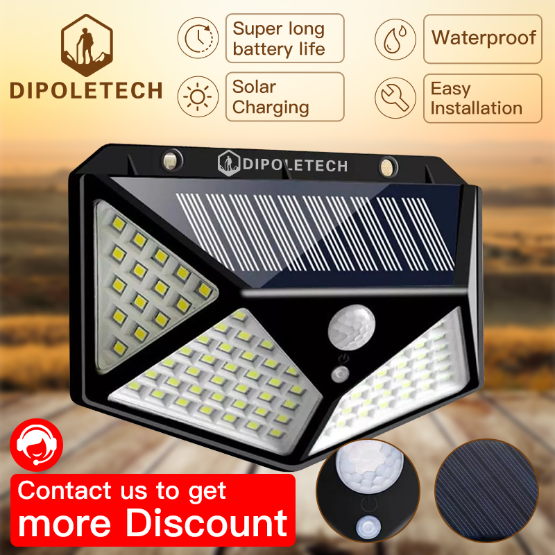 100 LED 4 Sided 3 Modes Solar Light PIR Motion Sensor Light Control LED ...