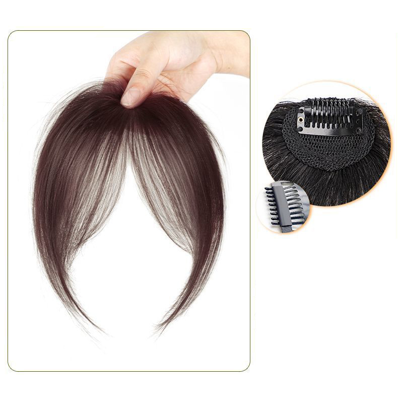 Middle Part Fake Bangs Fringe Synthetic Topper Hairpiece Clip-In Bang ...