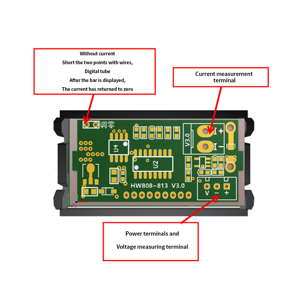 Mini Dc 100v Digital Car Voltmeter Ammeter 10a 50a 100a Led Display ...