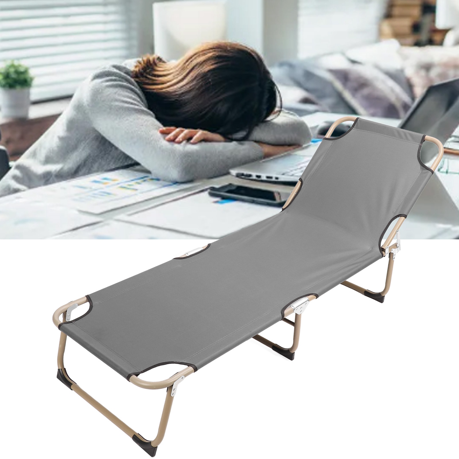 Folding Cot 4 Gear Adjustable Folding Lounger for Office | Daraz.com.bd