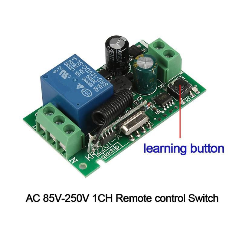 Universal 433 MHz AC 220V 1 Channel Remote Control Switch Mini Wireless ...