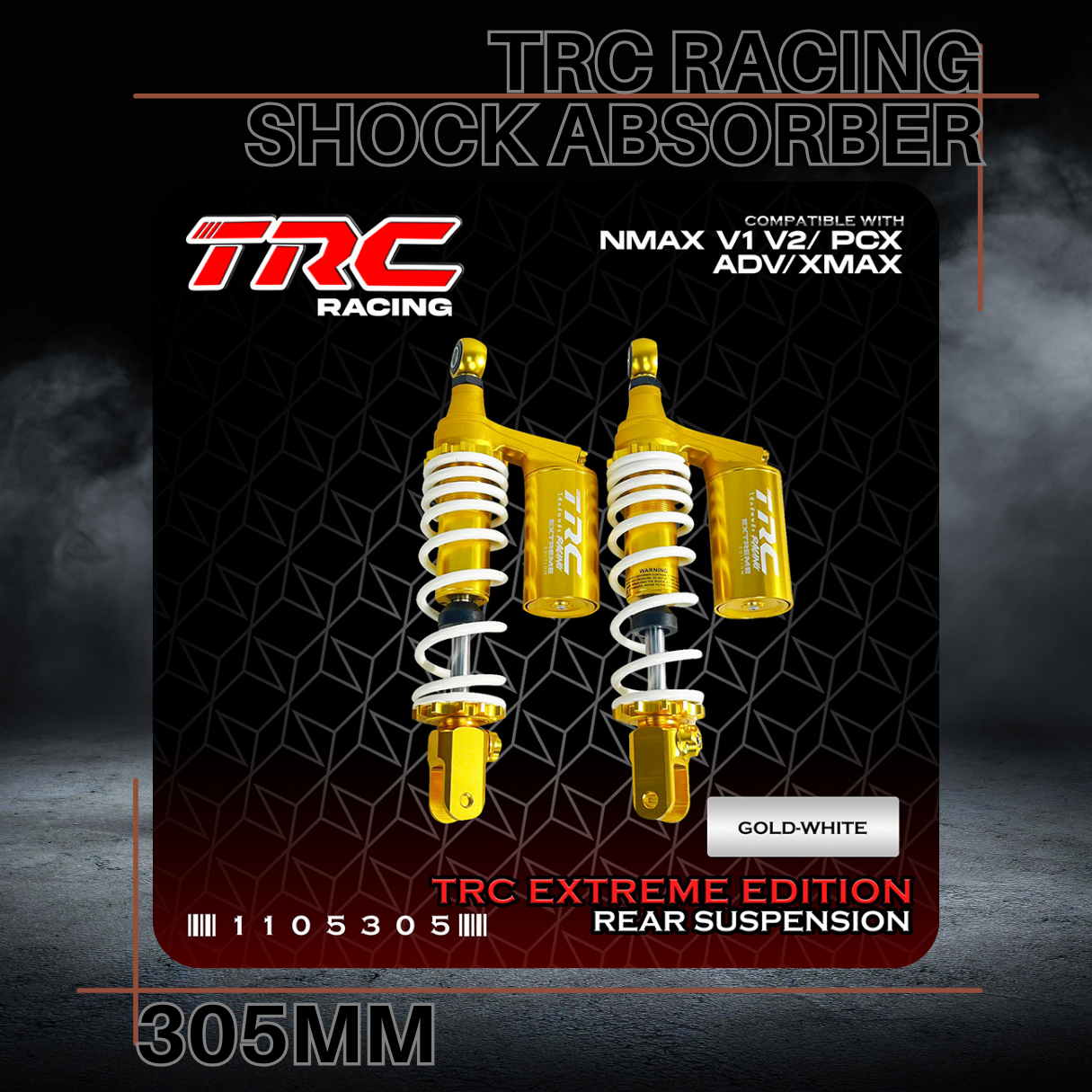 TRC Racing 305mm Rear Shock Absorber Suspension with Reservoir NMAX ADV ...