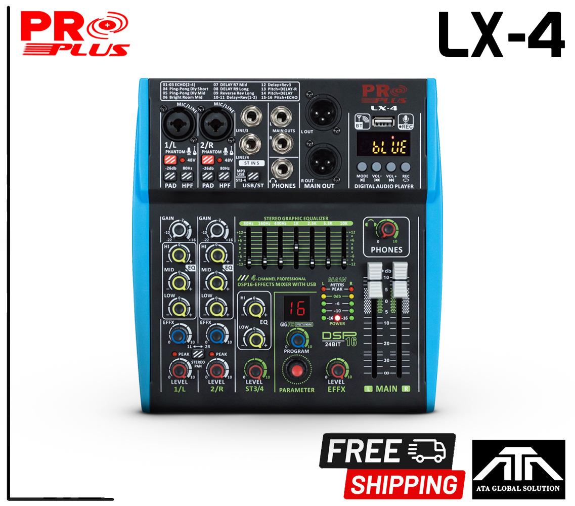 PROPLUS LX-4 MIXER บลูทูธ มิกเซอร์ PRO PLUS โปรพลัส LX4 LX 4 มี EQ เอฟเฟค อัดเสียงได้ เอฟเฟกแท้ ...
