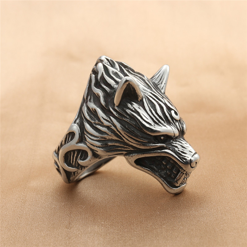 【Essential Good Item】Jewelry titanium steel wolf ring retro trendy men ...