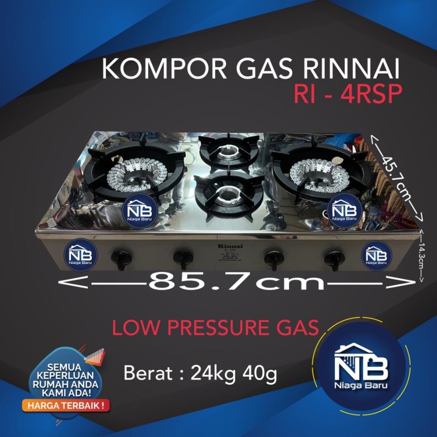Rinnai RI-4RSP Kompor Gas 4 Tungku COMMERCIAL RI 4 RSP LOW PRESSURE ...